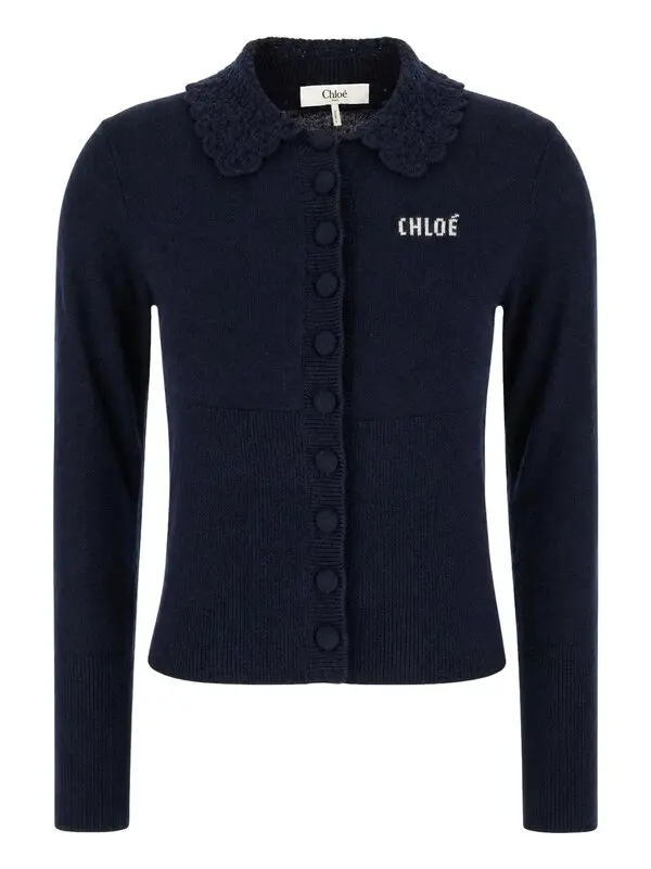 Chloé Knitwear Cardigan With Crocheted Collar - Multicolor