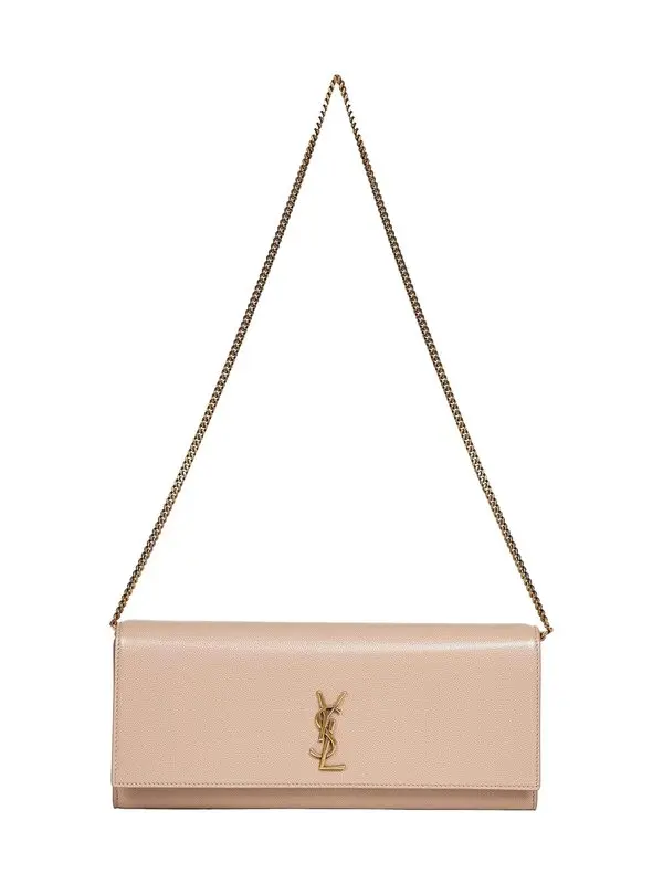 Saint Laurent Dark Beige Kate Clutch With Shoulder Strap - Multicolor