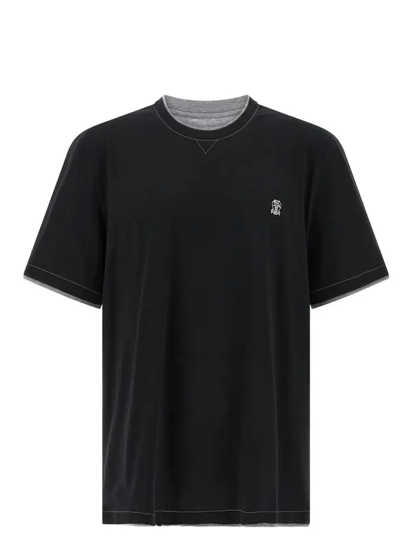 Brunello Cucinelli Double Layer T-shirt - Black