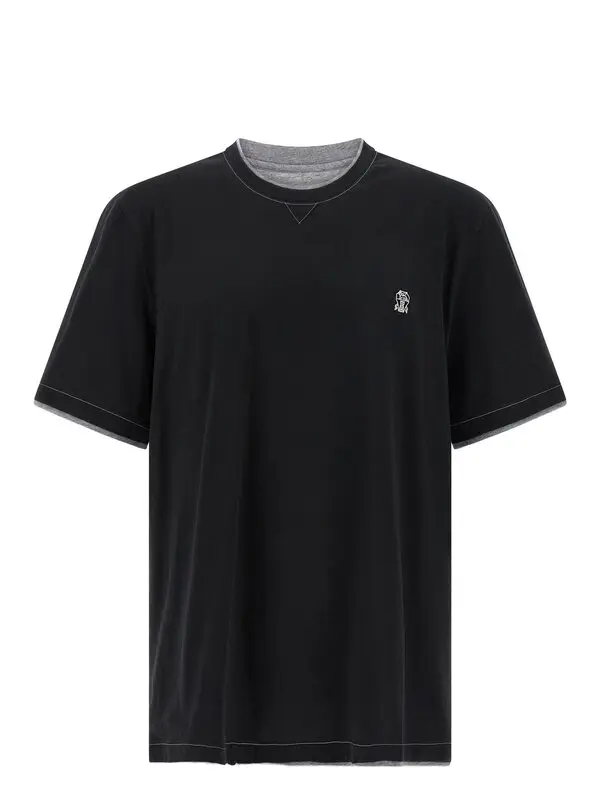 Brunello Cucinelli Double Layer T-shirt - Black