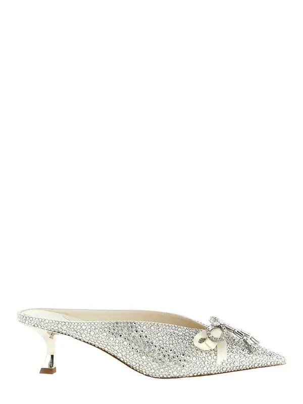 JIMMY CHOO Auria Crystal-embellished Satin Sabots - Silver