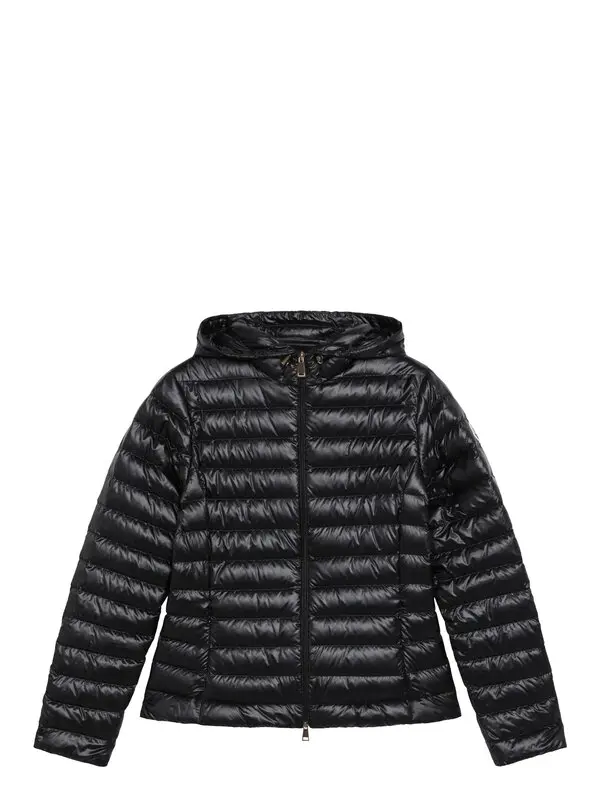 Moncler Igelhood Down Jacket In Longue Saison - Black