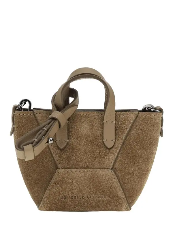 Brunello Cucinelli Micro Suede Shoulder Bag - Brown