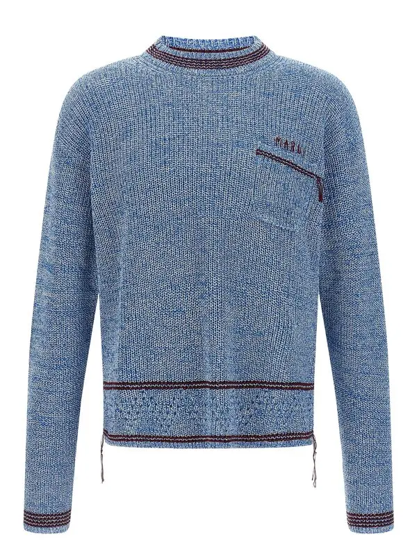 Marni Mending Cotton Sweater - Blue