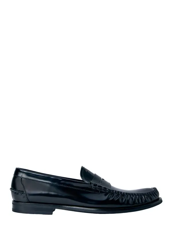 Prada Brushed Leather Loafers - Black