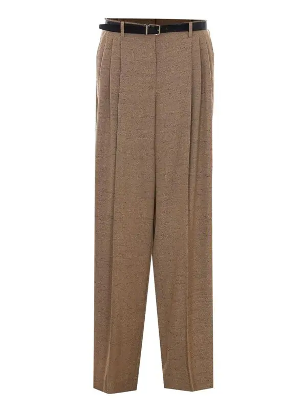 Dolce & Gabbana Tweed Effect Wide Trousers - Brown
