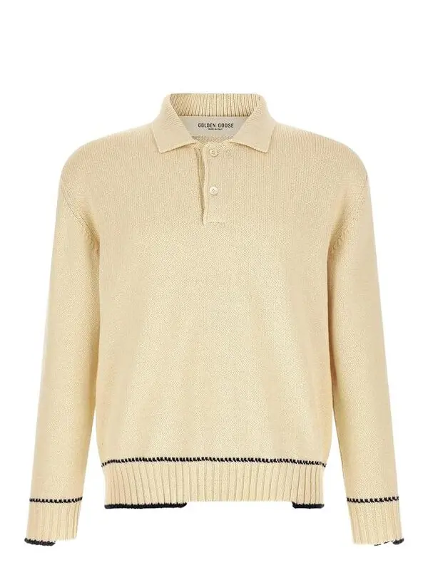 GOLDEN GOOSE Knitted Polo Jumper - Cream