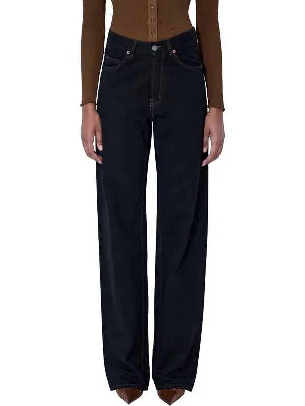 Saint Laurent V-waist Long Baggy Jeans - Black