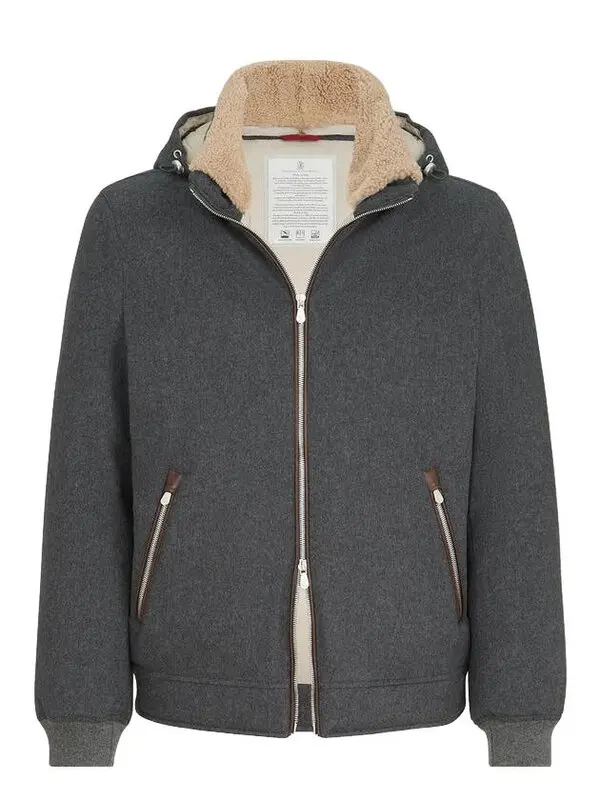 Brunello Cucinelli Wool Zip-up Hooded Jacket - Gray