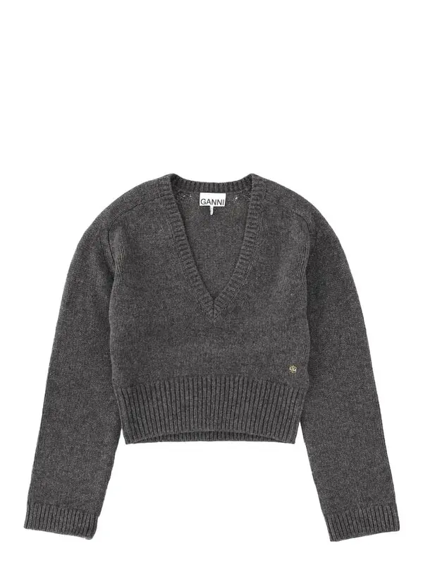 GANNI V-neck Wool Blend Sweater - Multicolor