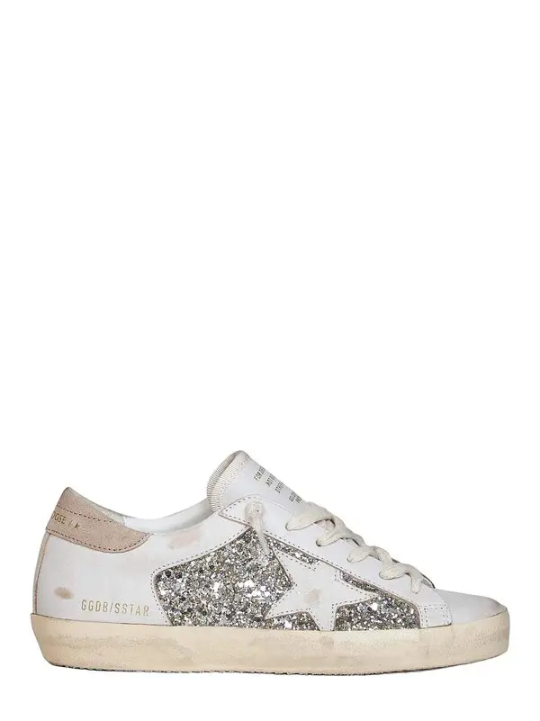 GOLDEN GOOSE Leather And Glitter Super-star Sneakers - Multicolor