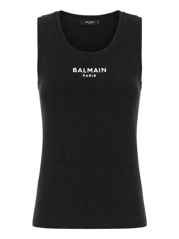 Balmain Ribbed Tank Top - Black