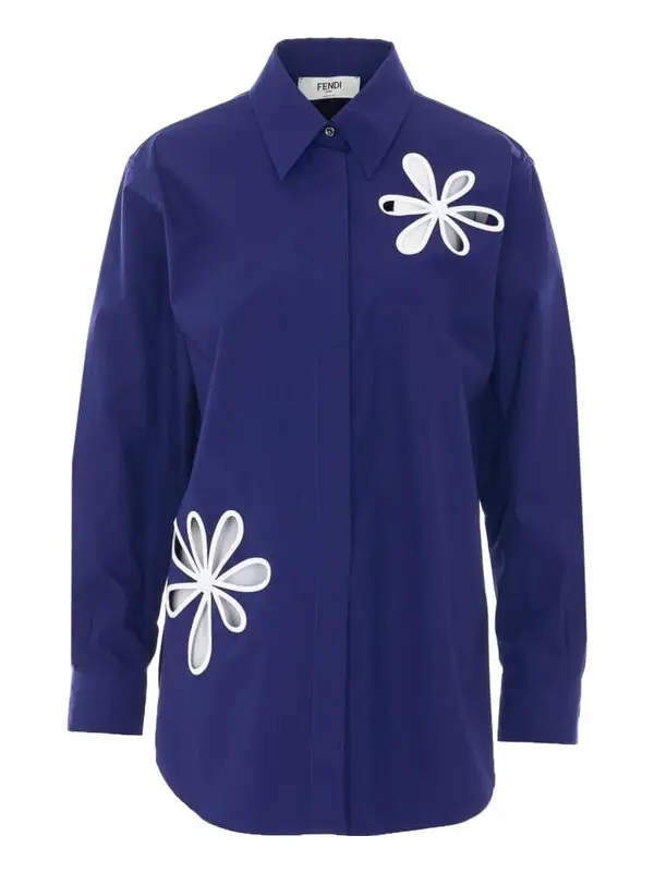 Fendi Shirt With Ajour Motif - Blue