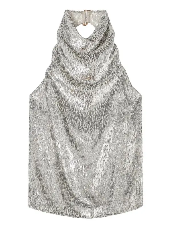 Stella McCartney Fil Coupe Silk Blend Top - Silver