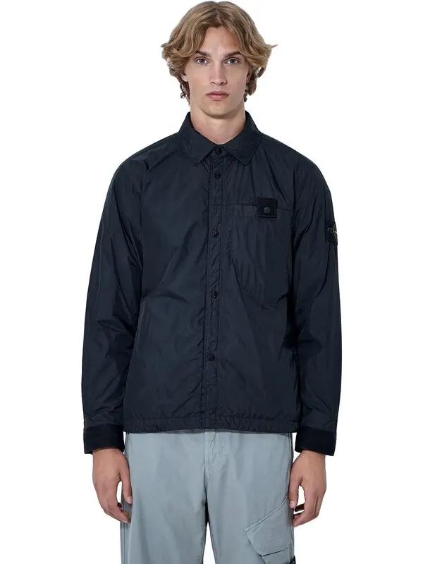Stone Island Button-up Nylon Jacket - Black