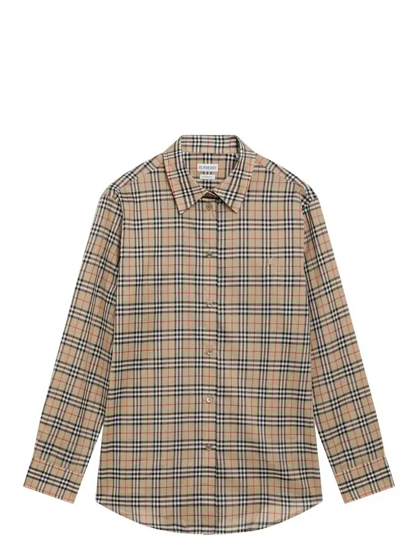 Burberry Cotton Check Shirt - Cream