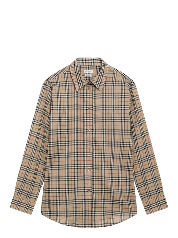 Burberry Cotton Check Shirt - Cream