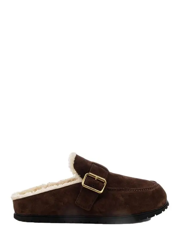 Prada Suede Buckled Slip On Slippers - Multicolor