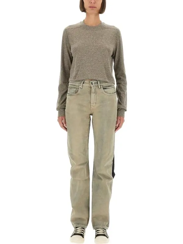 Rick Owens Cropped Long Sleeve T-shirt - Gray
