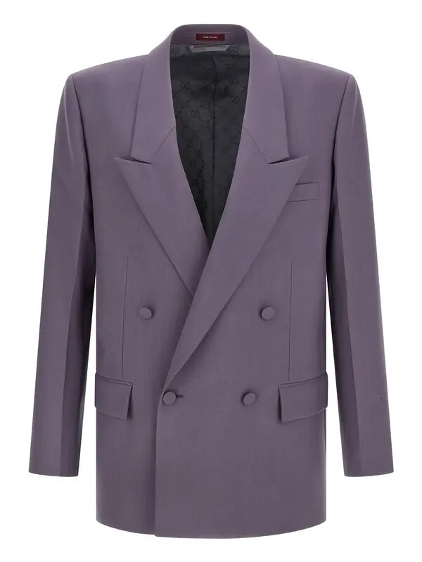 Gucci Double-breasted Wool Blazer - Purple