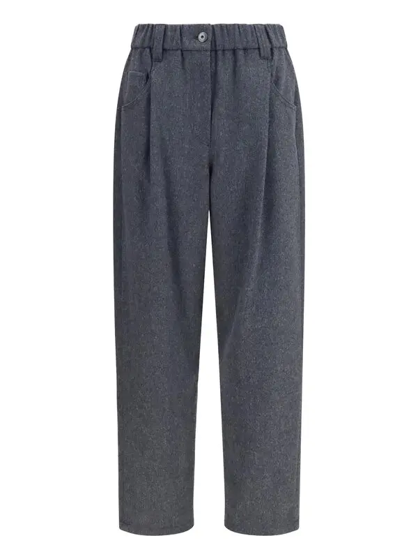 Brunello Cucinelli Stretch Wool Tailored Trousers - Gray