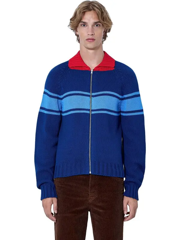 Marni Zip-up Knit Cardigan - Blue