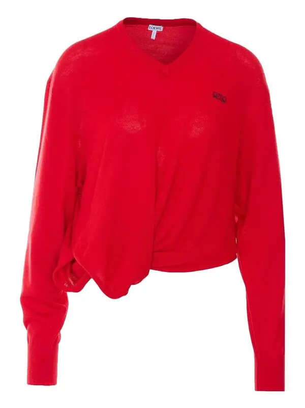 Loewe Logo Monogram Draped Sweater - Red