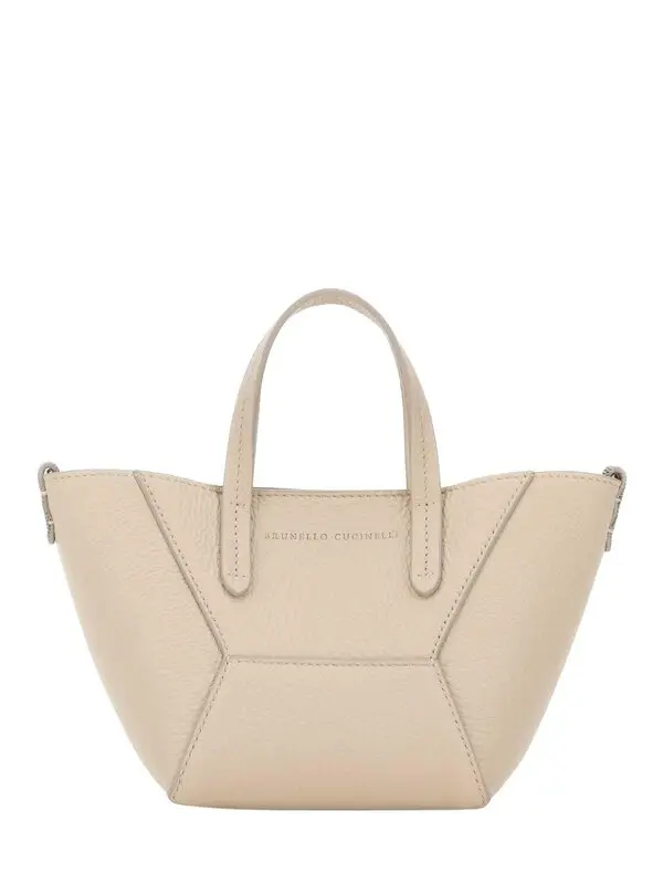 Brunello Cucinelli Sand Leather Handbag - Brown