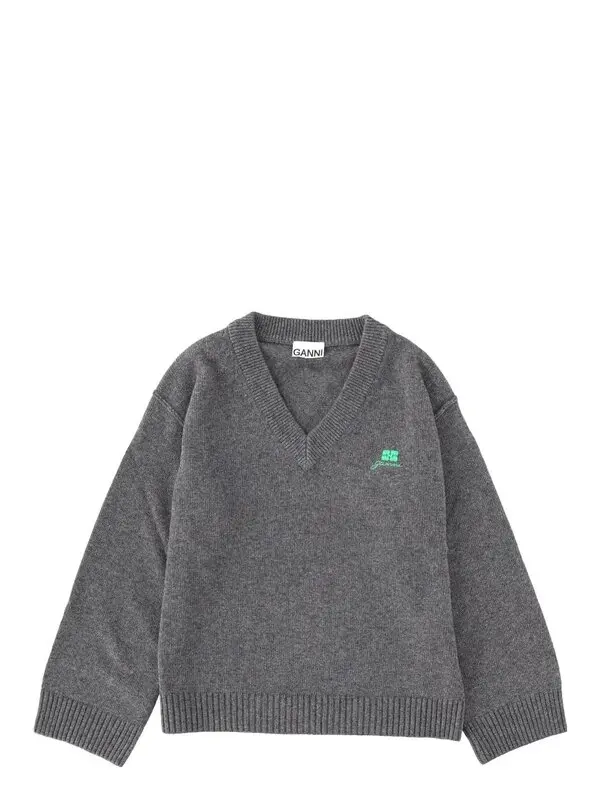 GANNI Logo Sweater - Gray