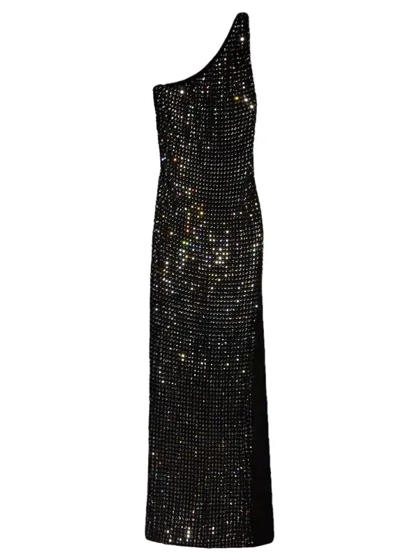 Gucci Long Jersey Dress With Crystal Embroidery - Black
