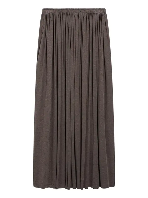 Max Mara Long Pleated Jersey Skirt - Brown