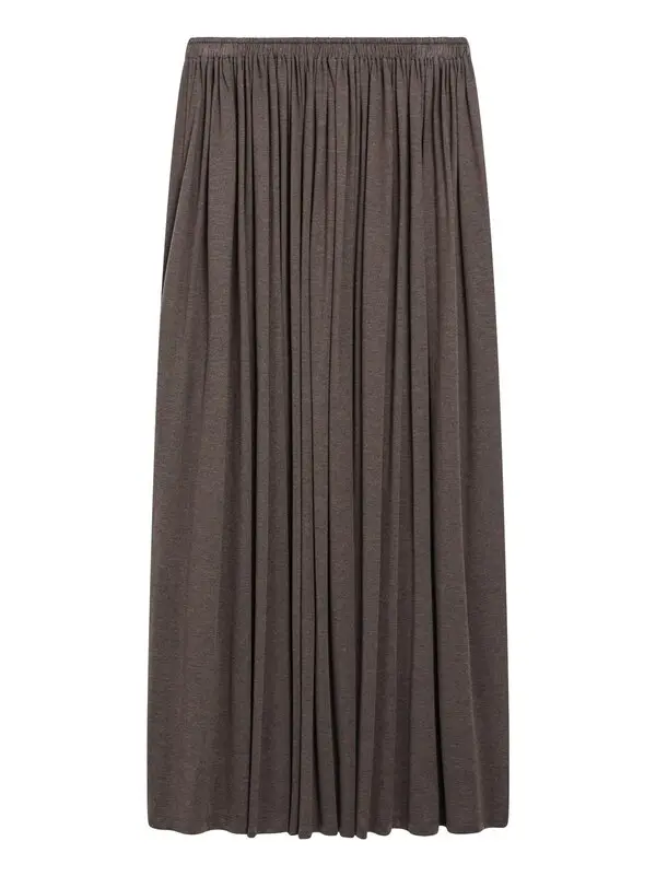 Max Mara Long Pleated Jersey Skirt - Brown