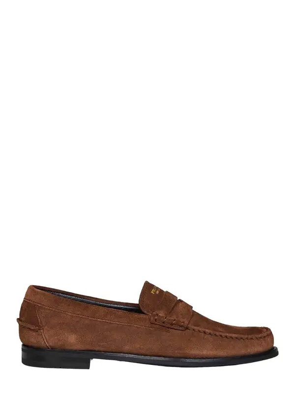 Prada Calzature Cocoa Aged-effect Suede Loafers - Multicolor