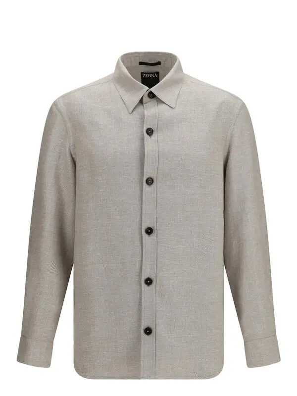 Zegna Cashmere, Linen, And Silk Overshirt - Cream