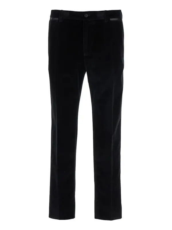 Dolce & Gabbana Black Pants With Belt Loops In Velvet Stretch - Multicolor