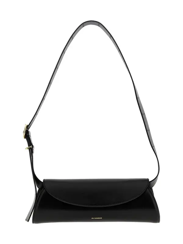 JIL SANDER Cannolo Small Leather Shoulder Bag - Black