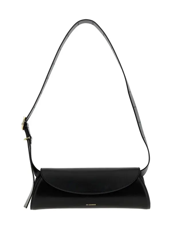 JIL SANDER Cannolo Small Leather Shoulder Bag - Black