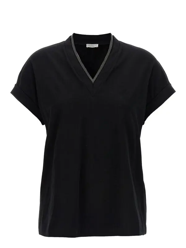Brunello Cucinelli Monile V-neck T-shirt - Black