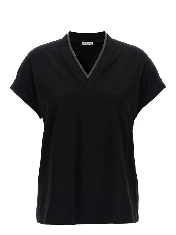 Brunello Cucinelli Monile V-neck T-shirt - Black