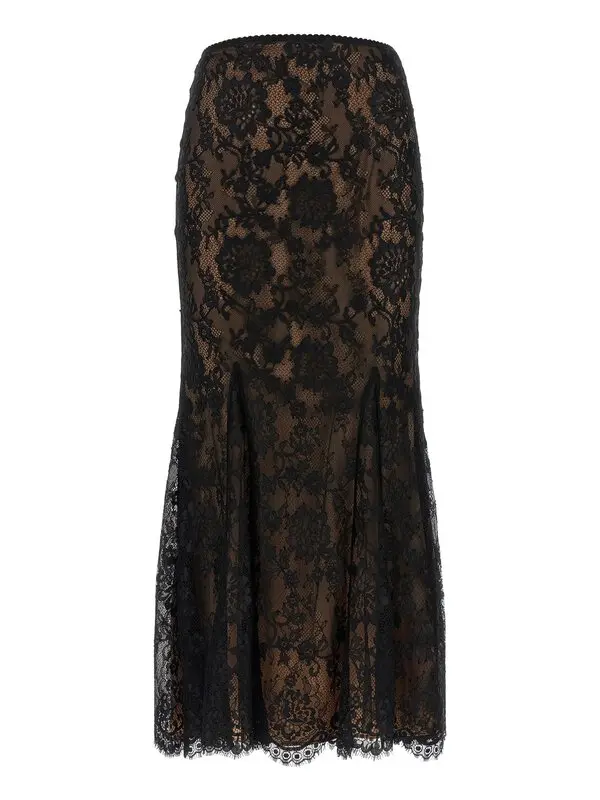 SELF-PORTRAIT Lace Midi Skirt - Black