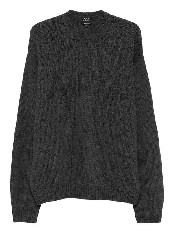 A.p.c. Wool Intarsia-knit Logo Jumper - Gray
