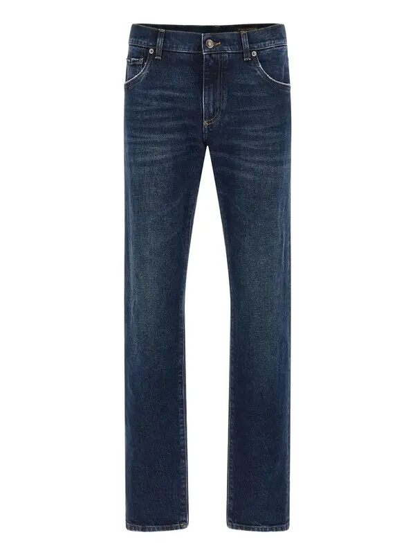 Dolce & Gabbana Logo Plaque Jeans - Blue