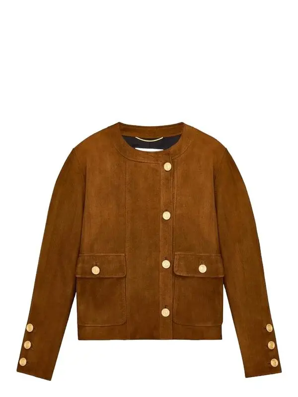 Saint Laurent Suede Short Jacket - Brown
