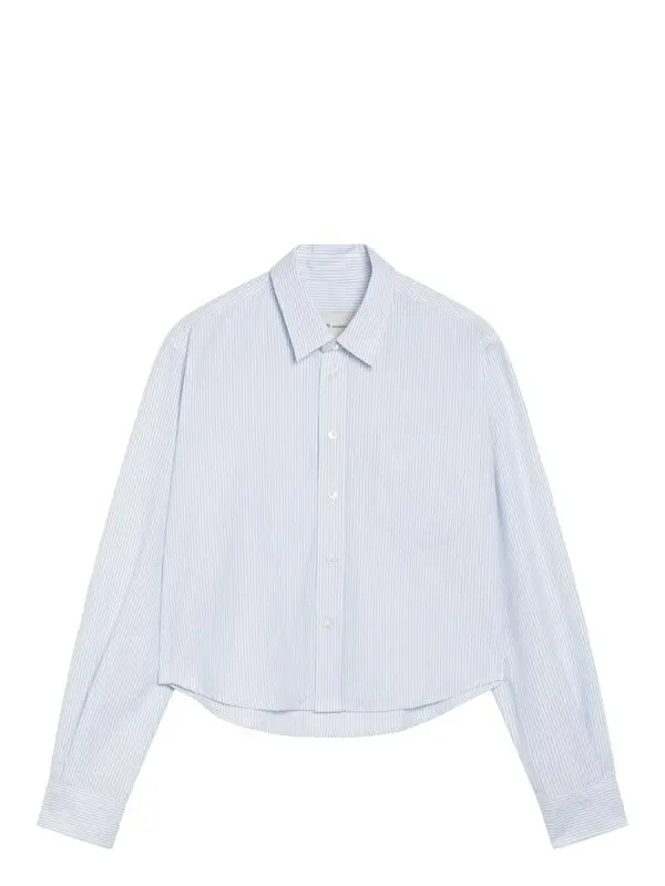 AMI Paris Striped Cropped Shirt - Blue
