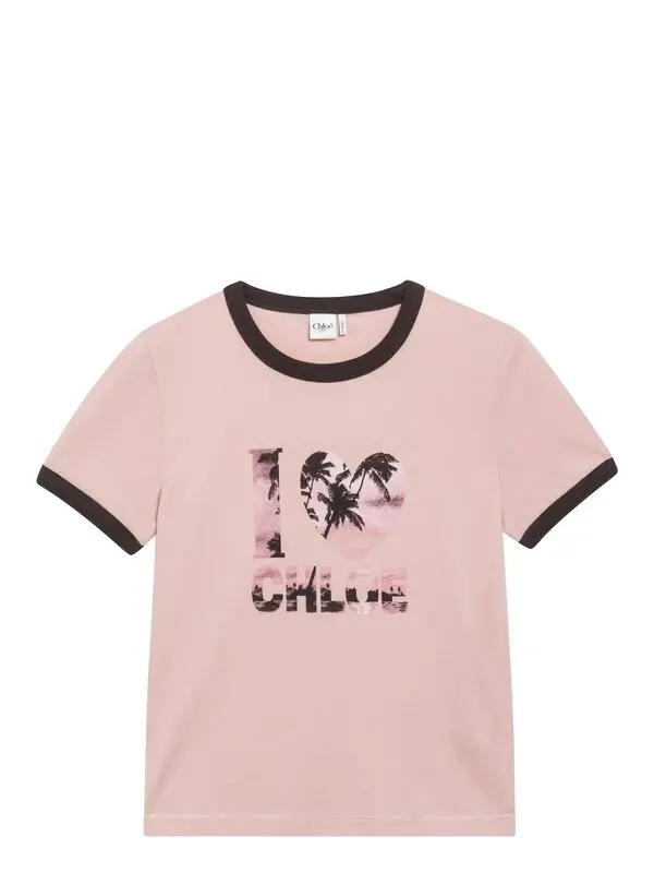 Chloé Cotton T-shirt With Logo Print - Pink