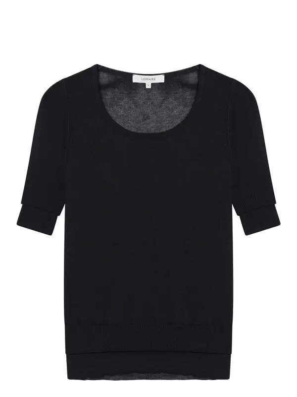 LEMAIRE Midnight Trompe-l'oeil Top In Viscose And Silk - Blue