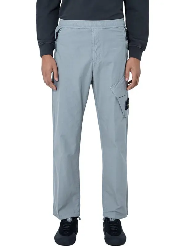 Stone Island Cotton Elasticated Waistband Cargo Trousers - Gray