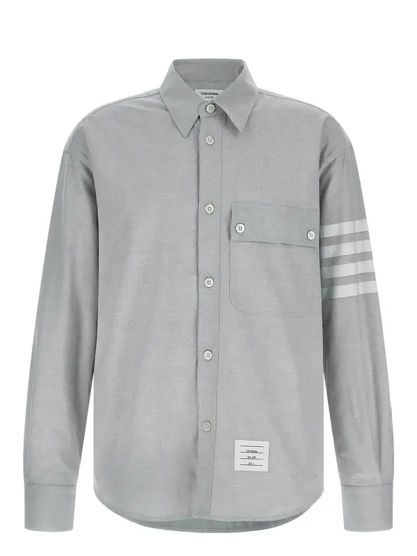 Thom Browne 4bar' Flannel Shirt - Gray