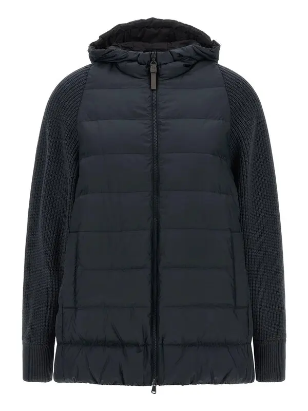 Brunello Cucinelli Shiny Zipper Pull' Down Jacket - Blue