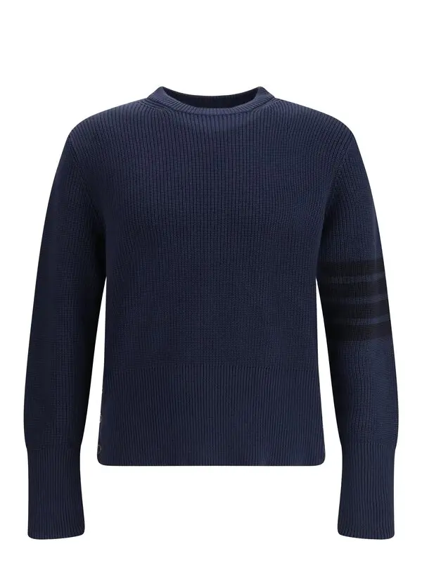 Thom Browne Cotton Crewneck Sweater - Blue